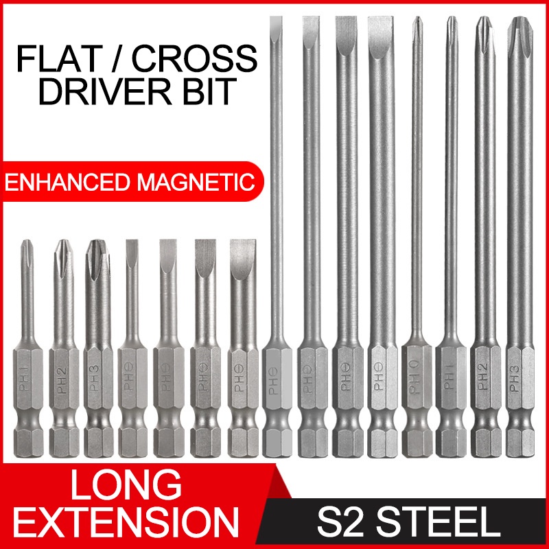 Magnetic Anti Slip Screwdriver Drill Bit Flat Cross Head Premier ...