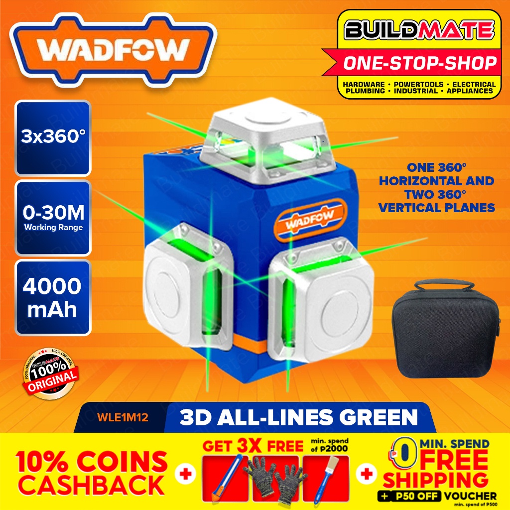 BUILDMATE Wadfow 3D All Lines Green Self-Leveling Line Laser Green ...