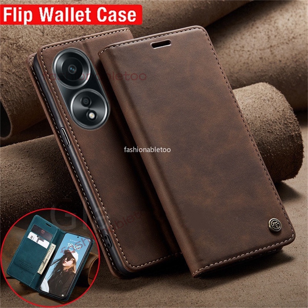Flip Matte Leather Phone Case For Oppo A58 Nfc A58nfc A38 A18 A78 A98