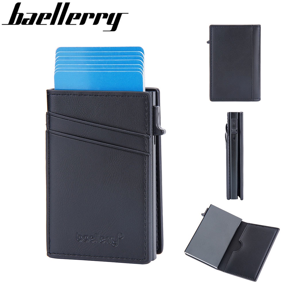 Baellerry RFID New Men's Card Wallet Side Push Automatic Card Holder ...