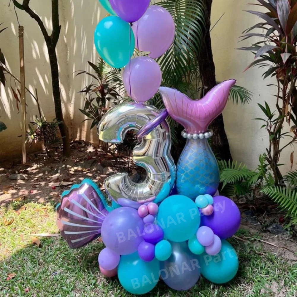 33pcs Mermaid Theme Balloons Party Decorations Mermaid Tail Balloon Set ...