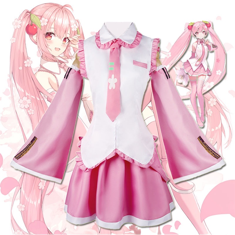 Hatsune Miku Cos Sakura Pink Miku Formula Suit Cosplay Clothes Uniform ...