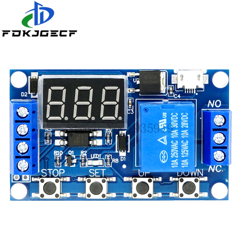 1 Channel 5V Relay 6-30V Relay Module OFF/ON Switch Trigger Time Delay Circuit Timer Cycle 999 ...