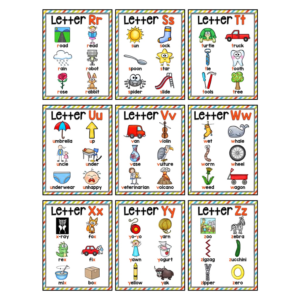 English 26 Letters Alphabet Phonics Pocket Cards for Kids Baby Learning ...