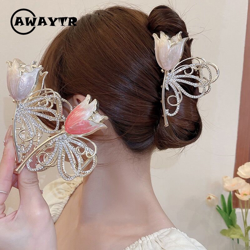 AWAYTR Paint Tulip Hair Catch for Women New Fashion Flower Hair Clip ...