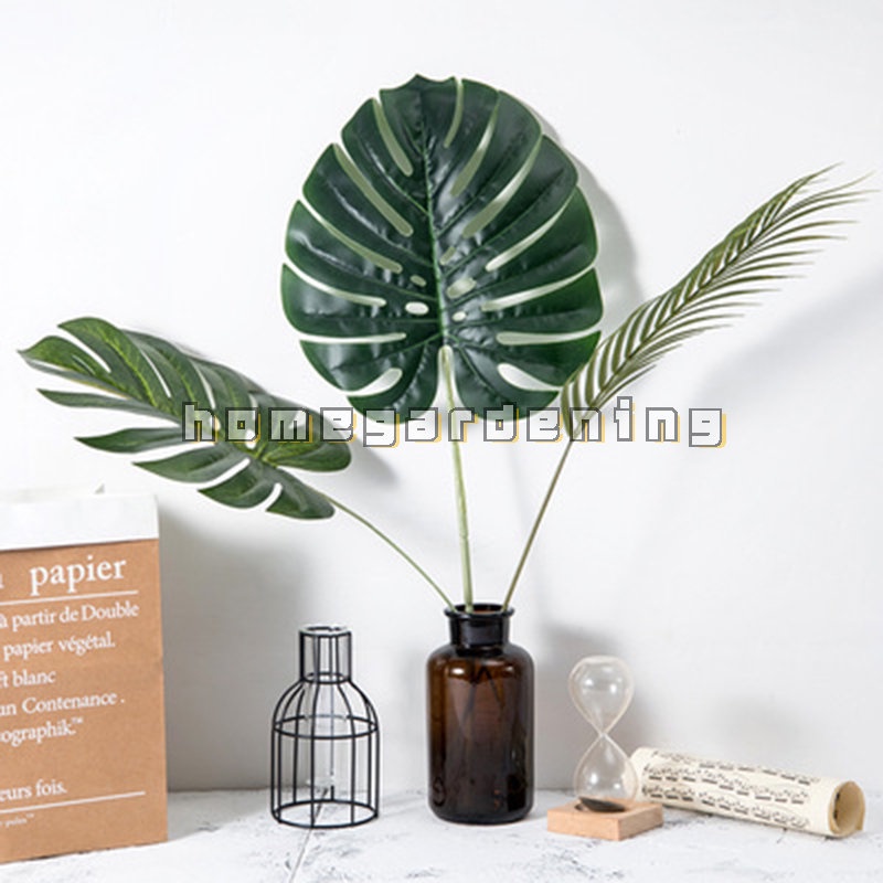 12Pcs Monstera Artificial Plants Plastic Tropical Palm Tree Leaves Home ...