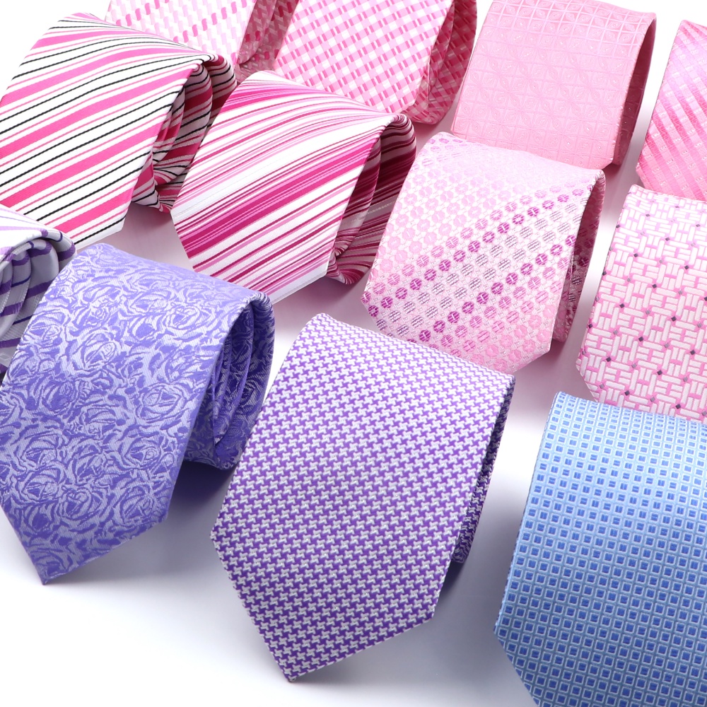 ZONFAZ Fashion Pink Silk Neckties for Men Women Slim Classic Striped ...