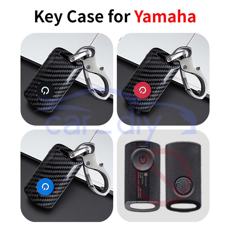 Carbon Fiber ABS Key Case Remote Cover Fob With Keychain For Yamaha ...