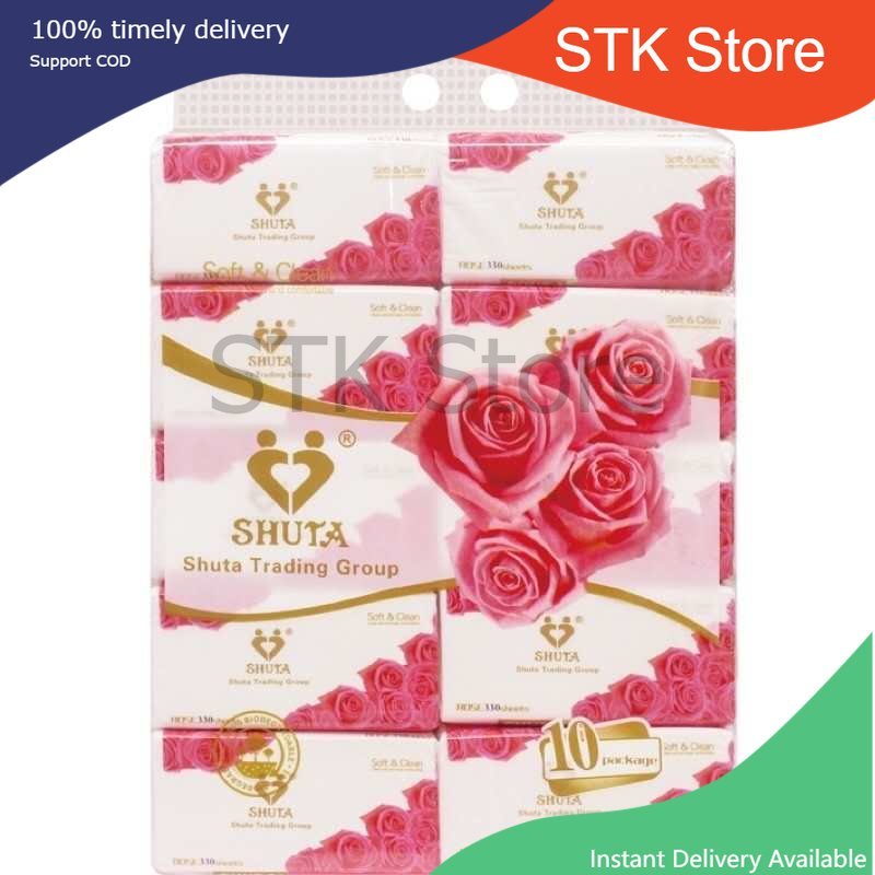 T0013 Shuta Facial Tissue 330 Sheets 1Pack/10Pcs Red Tissue Good ...