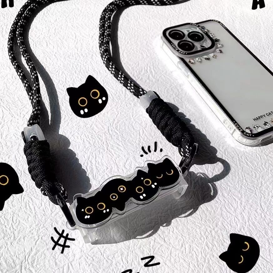Cute Black Cat Niche Versatile Mobile Phone Chain Back Clip Portable ...