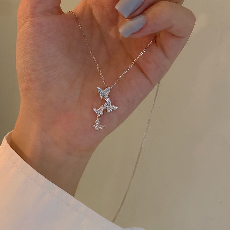 Zircon Butterfly Pendant Necklace Choker Clavicle Chain Niche ...