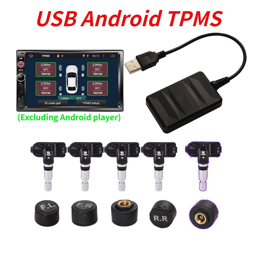 USB Spare Tire Pressure Monitoring System TPMS Built-in/External 5 ...