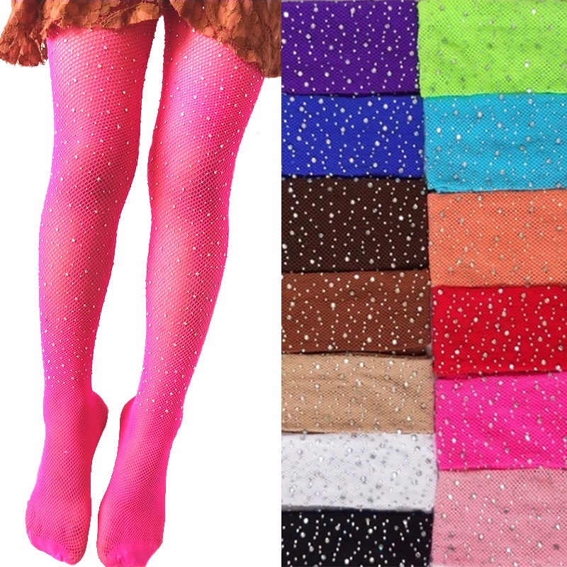 New Arrival Toddler Kids Mesh Fishnet Net Rhinestone Bling Glitter ...