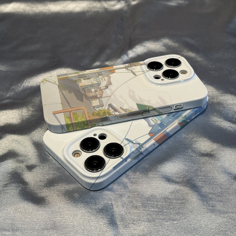Landscape painted cartoon mobile phone shell anti-fall shockproof hard ...