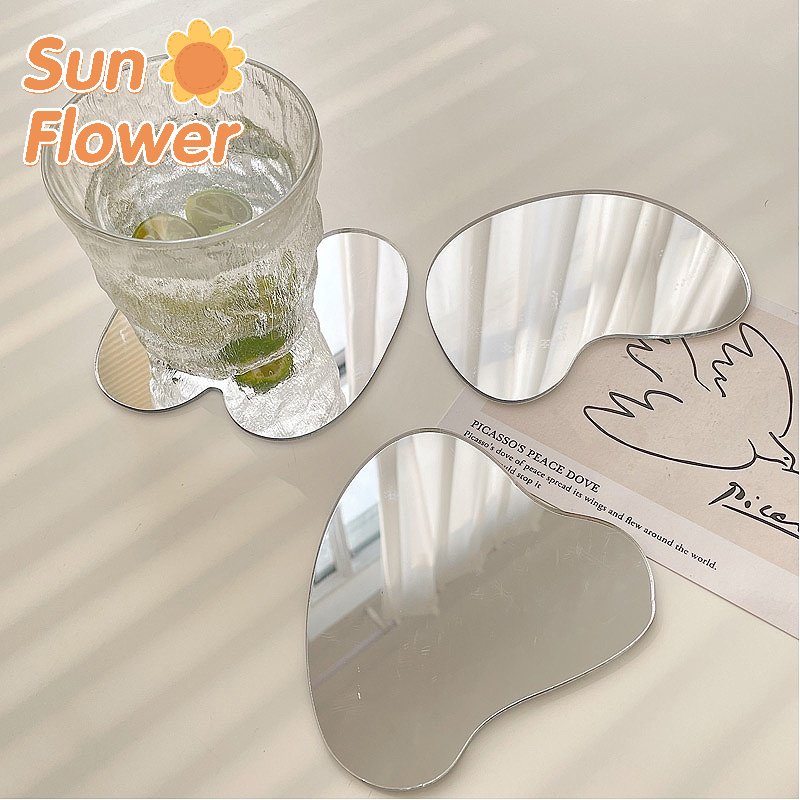 Nordic Acrylic Placemats Creative Mirror Cup Mat Irregular Shape Pads ...