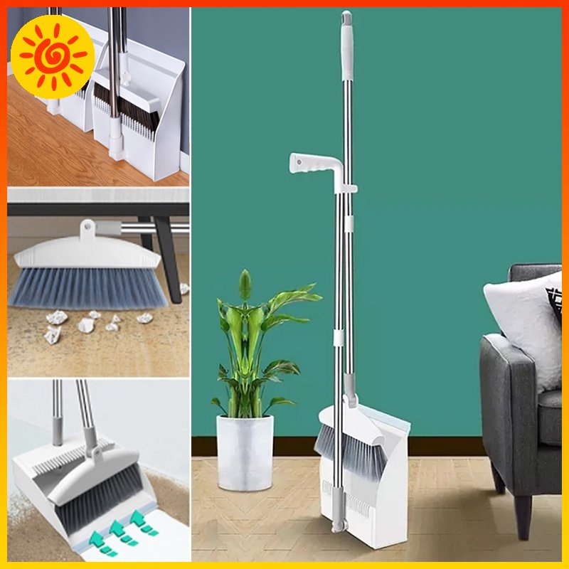 Foldable Broom Dustpan Set Household Floor Cleaning Set Rotating Broom With Dustpan Magnetic ...