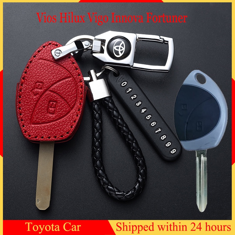 TOYOTA Vigo Innova Vios Hilux Fortuner Leather Car Remote Key Cover ...