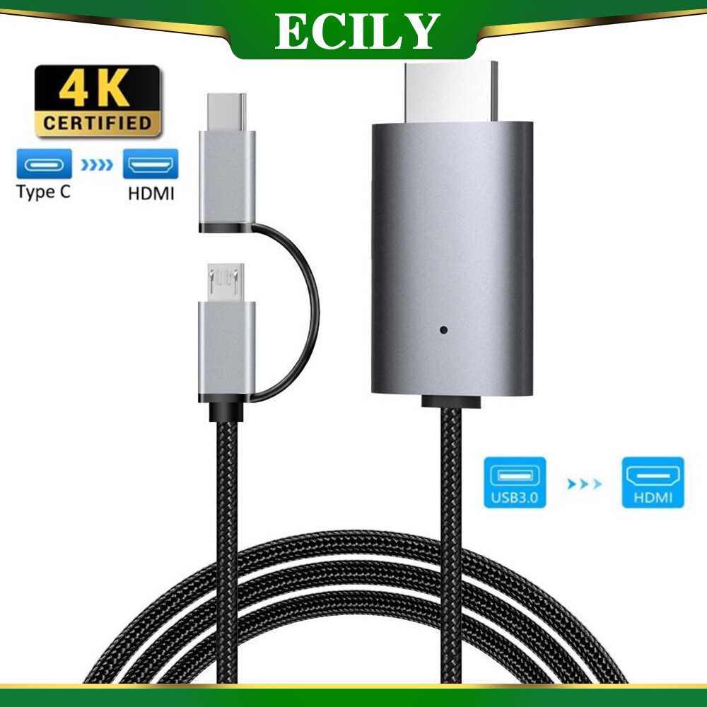 ECILY LD39 HD 1080P Phone Type-C USB 3.0 to HDMI-Compatible Android ...