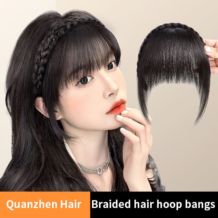 Wig Female Fishbone Braid Air Bangs Hair Band One Natural Lifelike ...