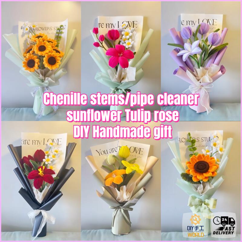 Chenille stems/pipe cleaner sunflower Tulip rose DIY Handmade gift for ...