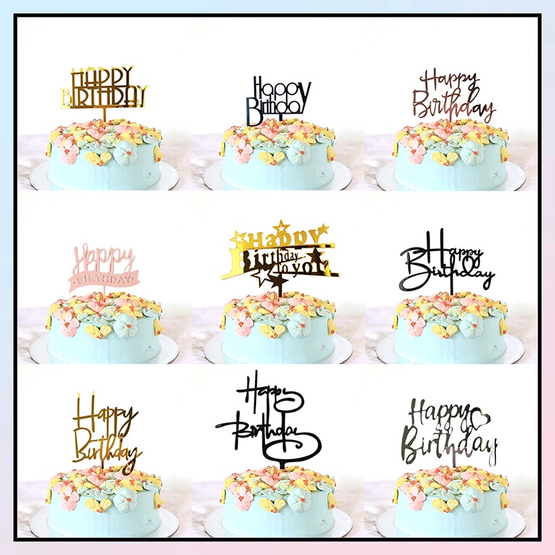 Acrylic Happy Birthday Letters Cake Topper Insert Sign Birthday Party ...