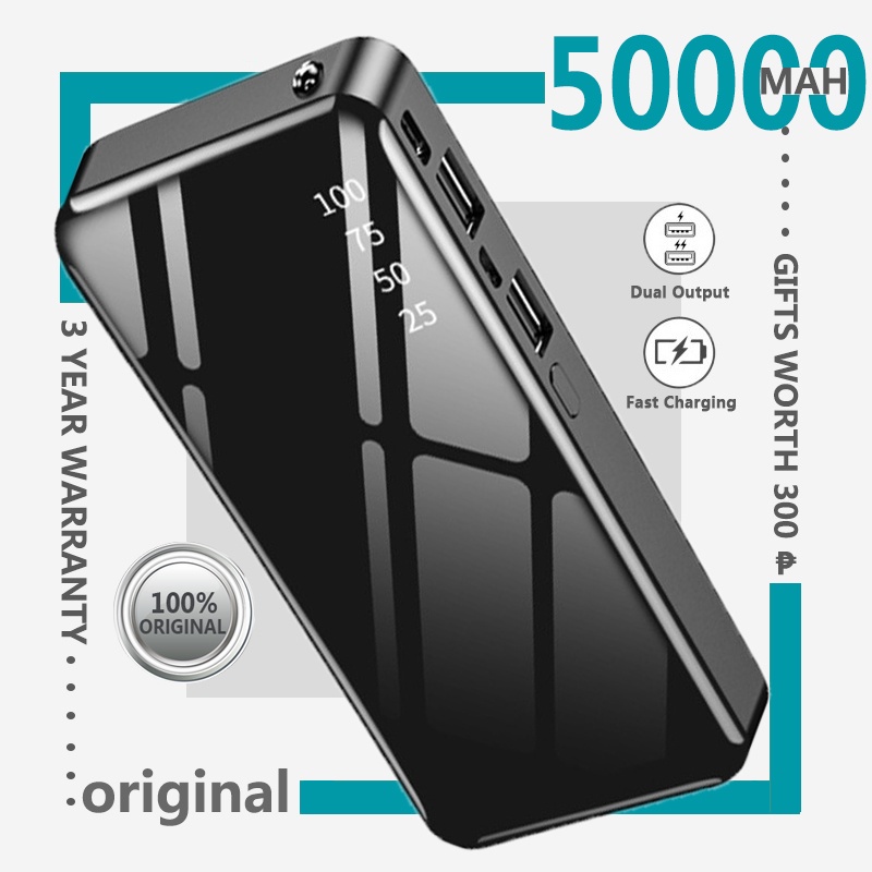 Original power bank with 50000mah built-in power cord for fast charging ...
