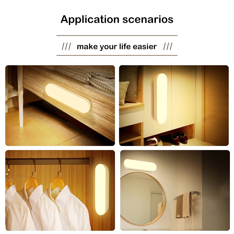 Smart Motion Sensor Cabinet Light Wireless LED Night USB Stair Lamp for ...