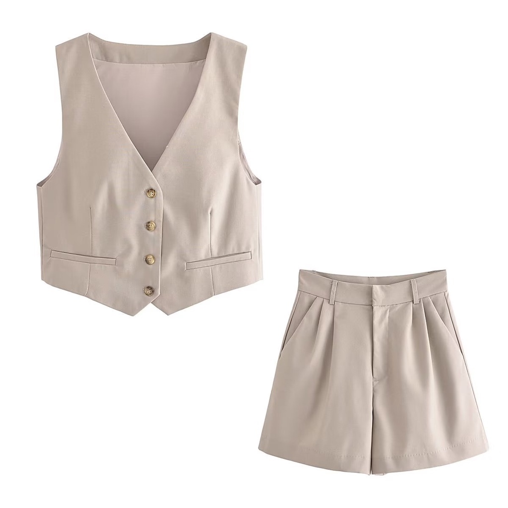 Wholesale Flax Solid Color Leisure Vest+ Shorts 2275 | Shopee Philippines