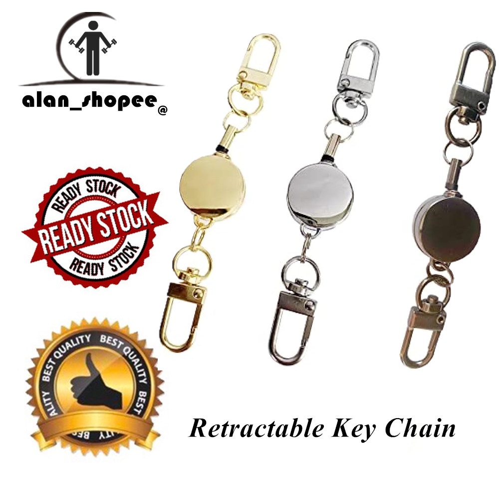 Retractable Key Chain Key Ring, Zinc Alloy Metal Key Badge Holder Reel ...