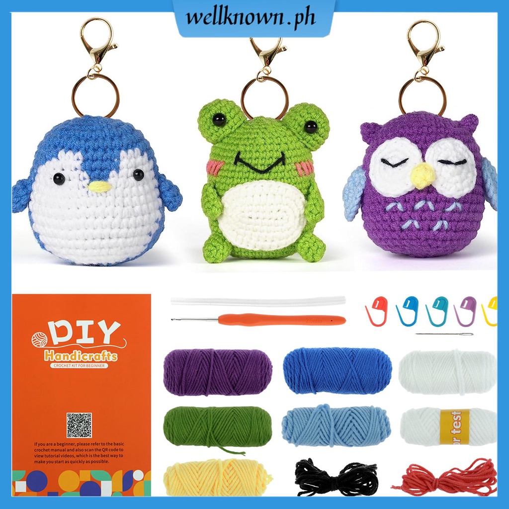 3Pcs Crochet Kit for Beginners Complete Crochet Knitting Kit Adorable ...
