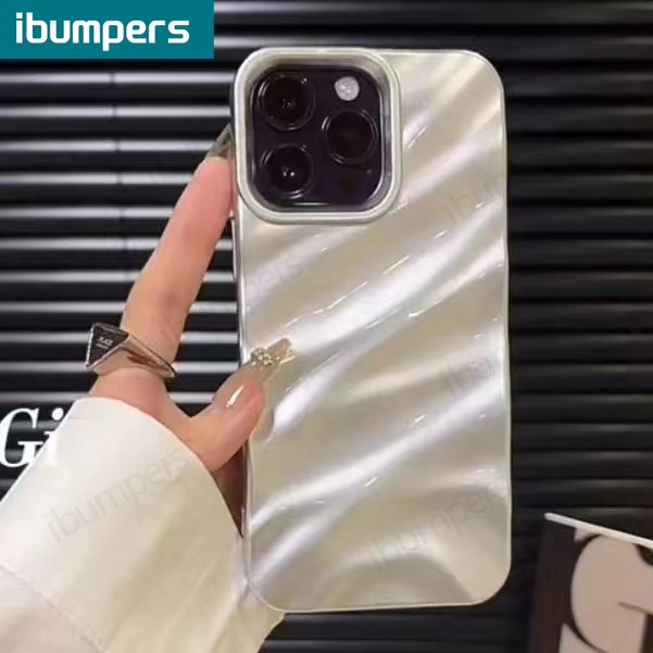 Ibumpers High quality Simple Style Trendy Aesthetic Silver Wave wrinkle ...