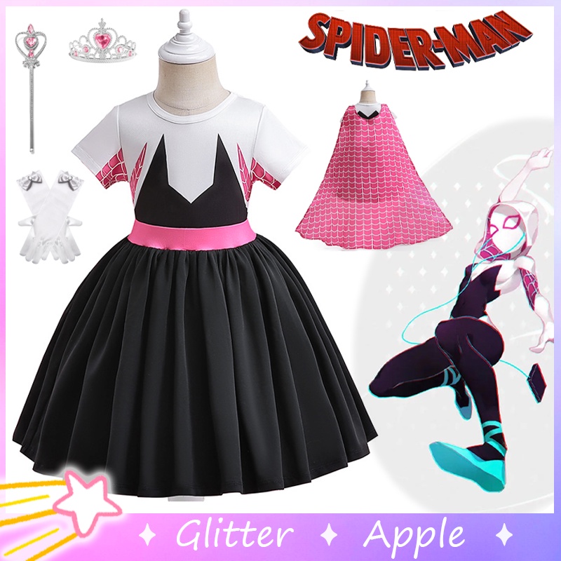 Spiderman Spider Girl Gwen Costume Princess White Dress For Kids Girl ...