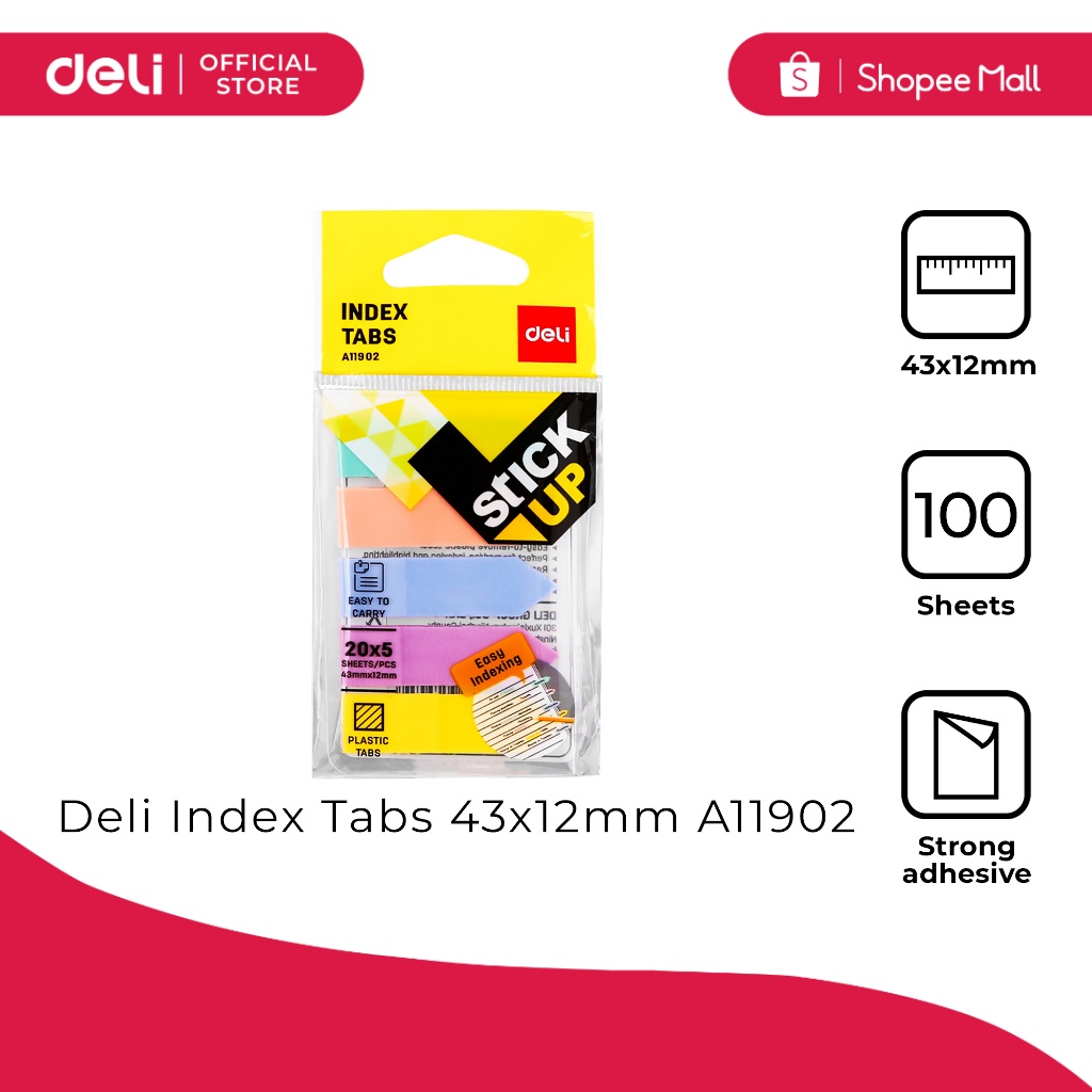 Deli A11902 Index Tabs 43x12mm | Shopee Philippines