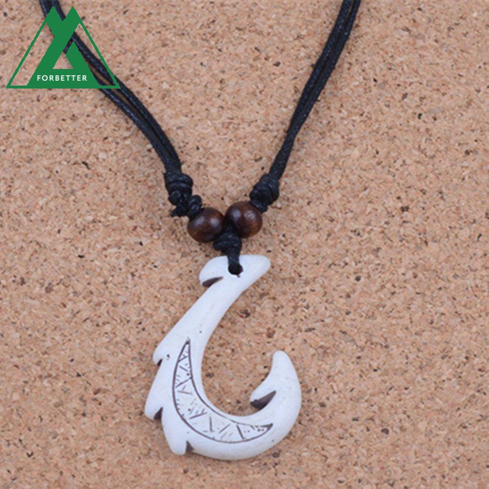 Fish Hook Maori White Tribal Handmade DIY Pendant Necklace | Shopee ...