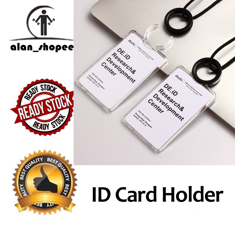 Multi-function ID Card Holder with Slim Black Lanyard Transparent Badge ...
