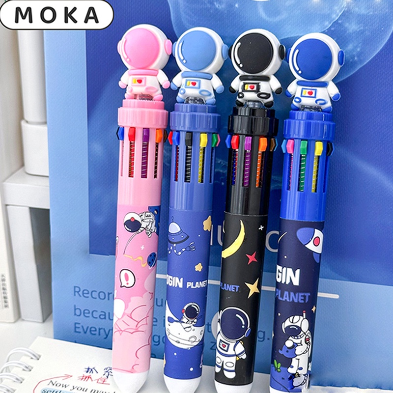 10 Colors 0.5mm Cute Cartoon Astronaut Retractable Ballpoint Pen School ...