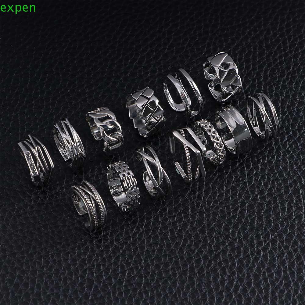 EXPEN Adjustable Men Geometric Ring Simple Korean Style Jewelry Line ...