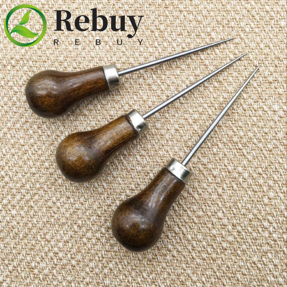 REBUY Scratch Awl DIY Pin Punching Wooden Handle Stitching Drill ...
