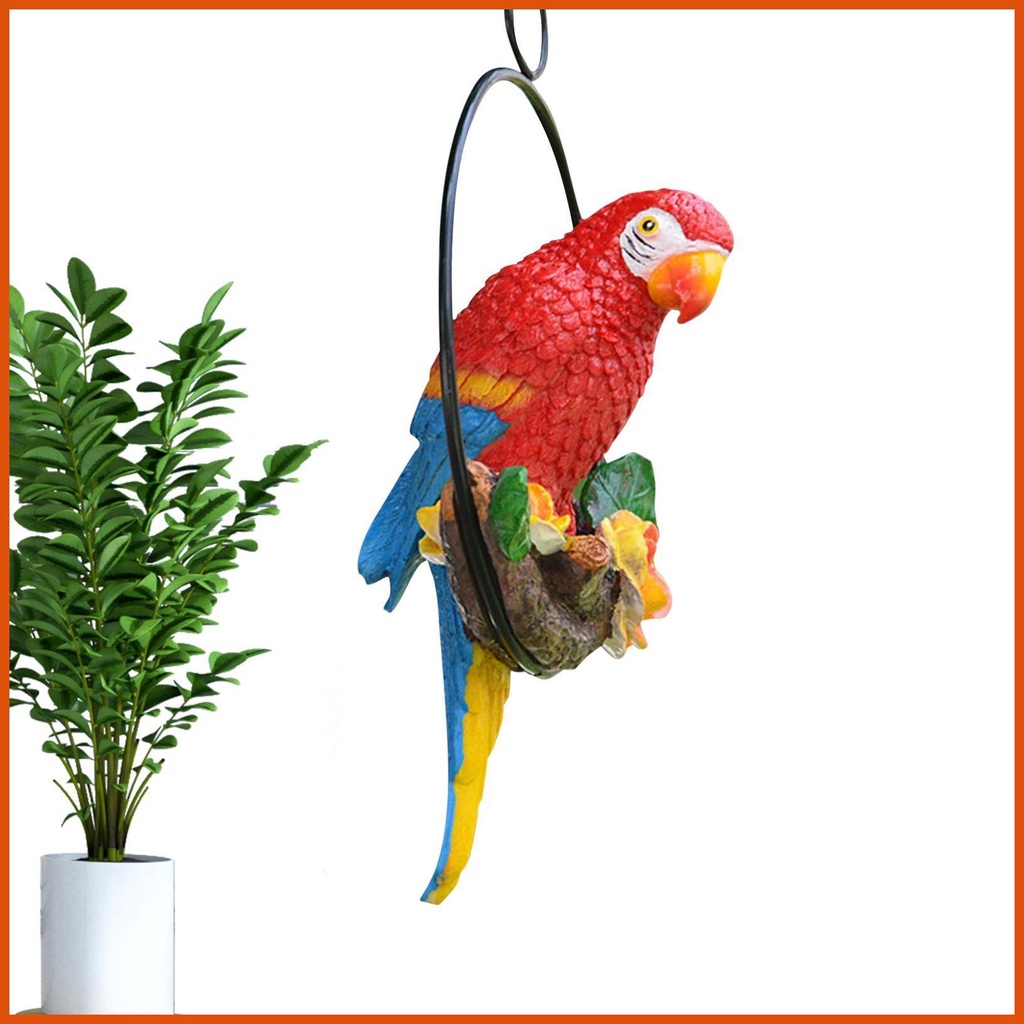 Outdoor Hanging Parrot Resin Parrot Garden Figurine Bird Patio Statue ...