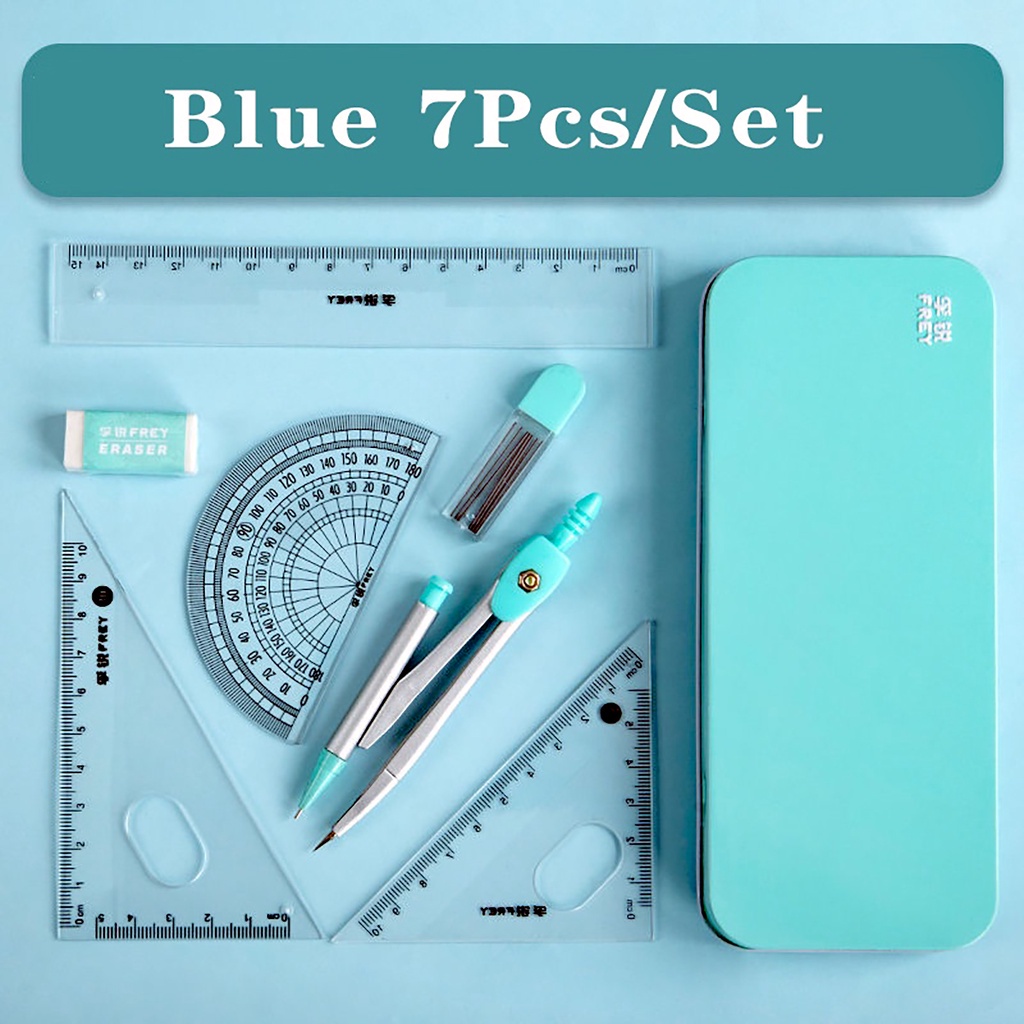 7-Pieces Ruler Set Ruler Triangle Ruler Protractor Rubber Compass ...