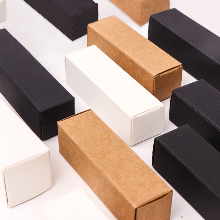 Retro folding rectangular kraft paper box with black and white ...