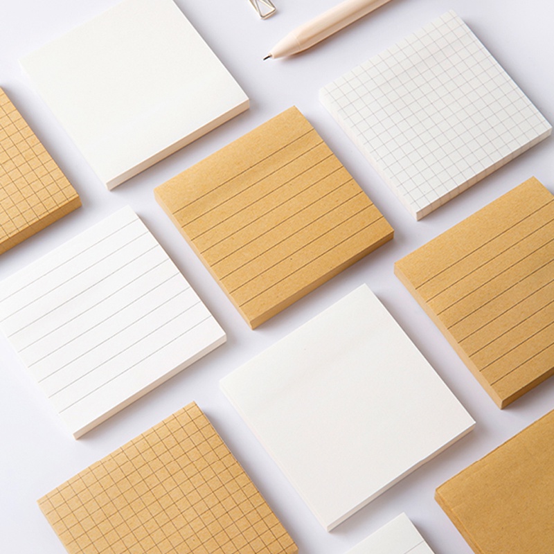 80 Sheets Simple Square Sticky Notes Student Portable Mini Blank Kraft ...