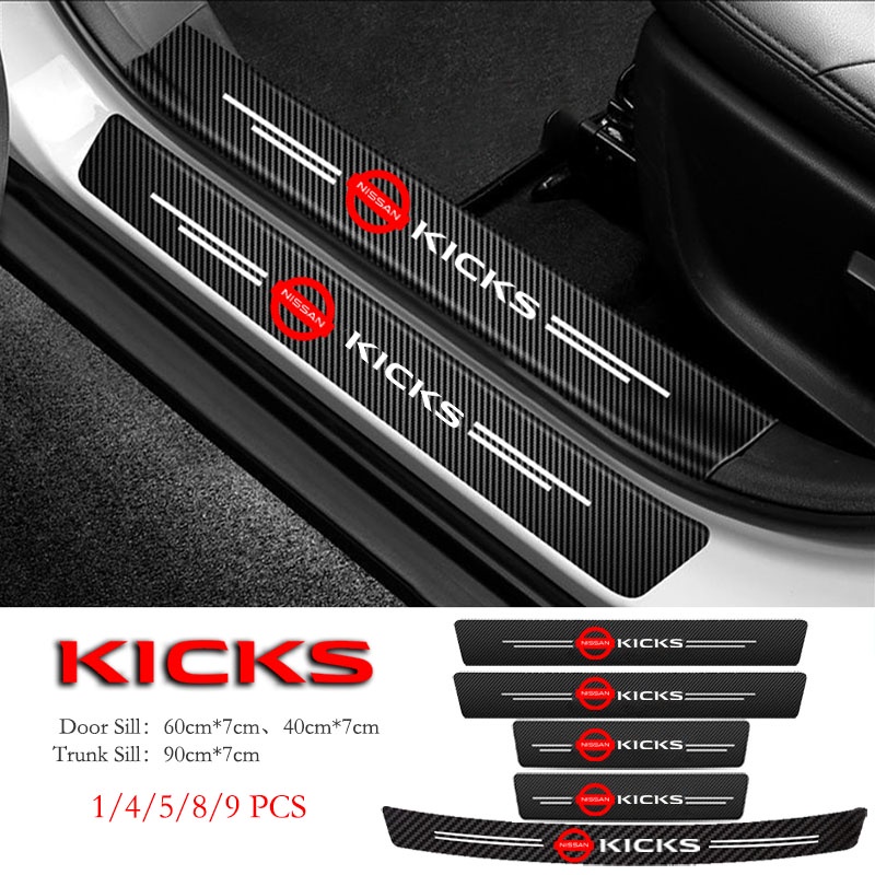 Nissan Kicks Car Door Sill Sticker Anti-Scratch Carbon Fiber leather ...