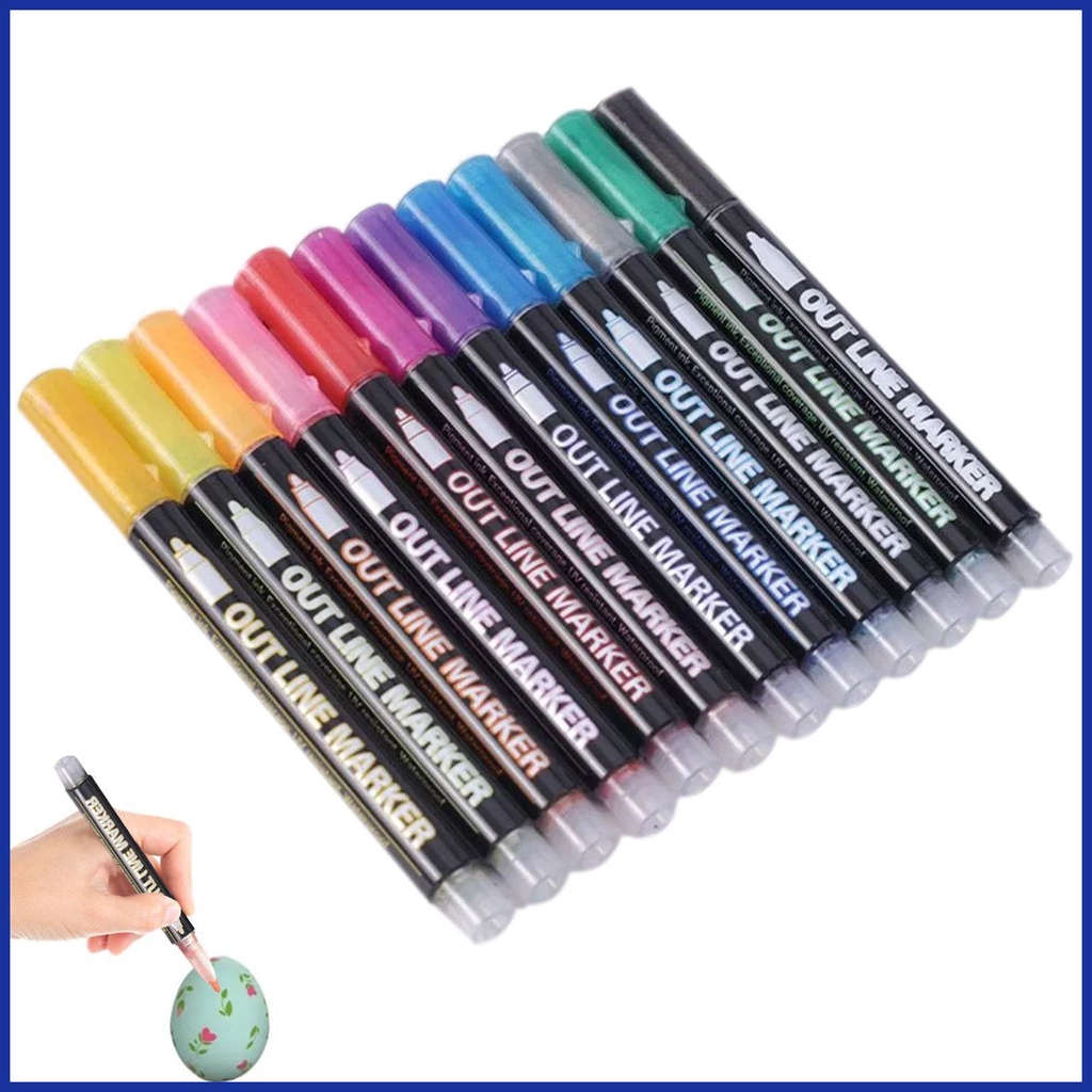 Graffiti Outline Markers Set Shimmering Outline Marker Set with 12 ...
