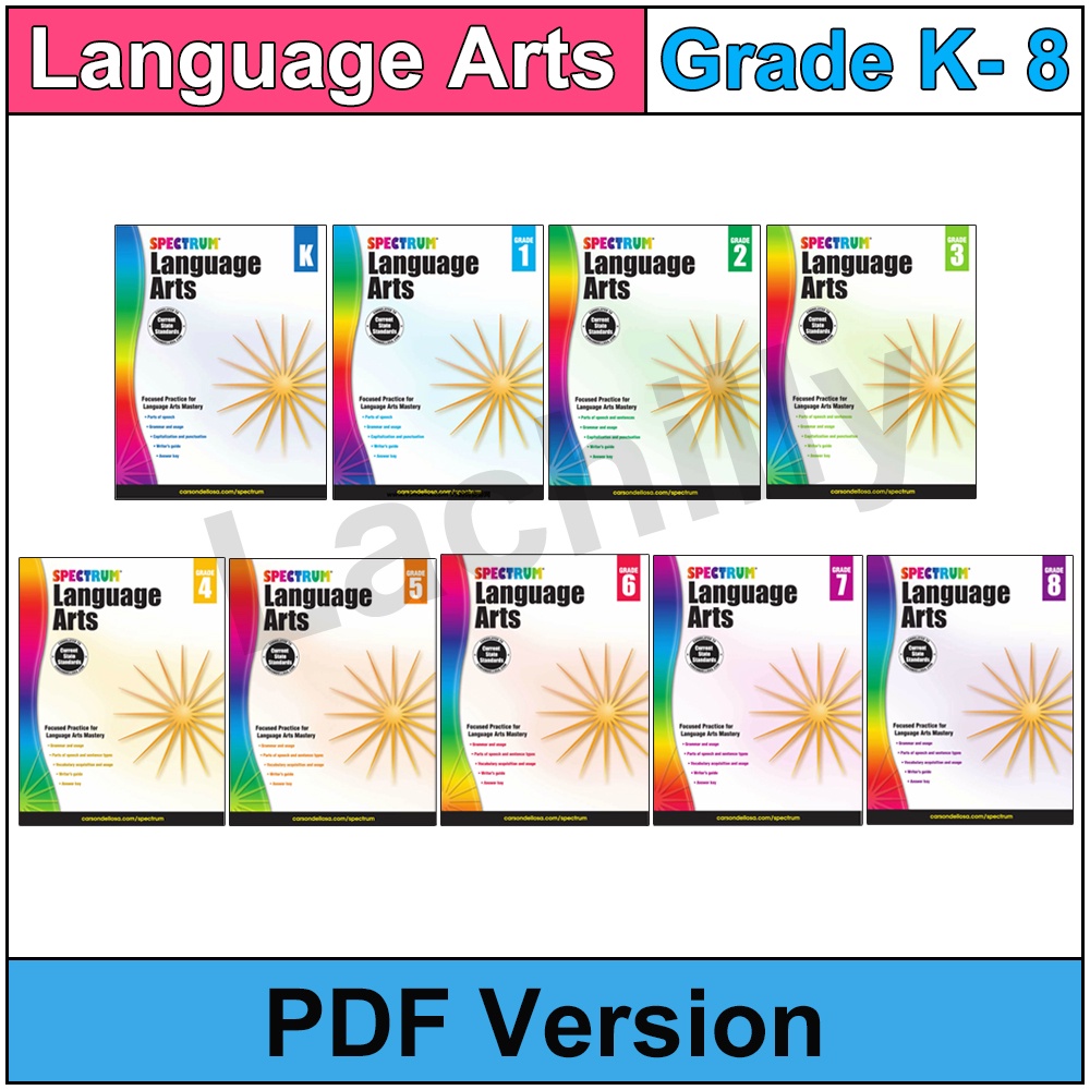 Spectrum Language Arts Workbook Grade K-8 English Grammar Practice for Kids Children Workbook ...
