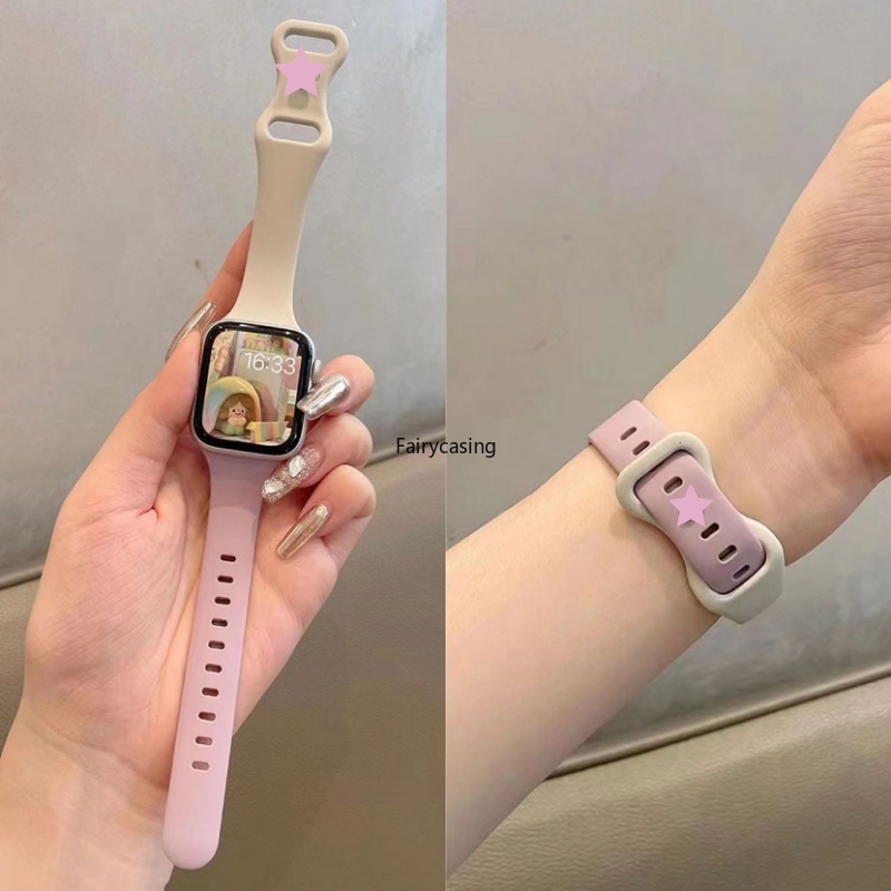 Starlight Double Color Butterfly Buckle Silicone Strap for Apple Watch ...