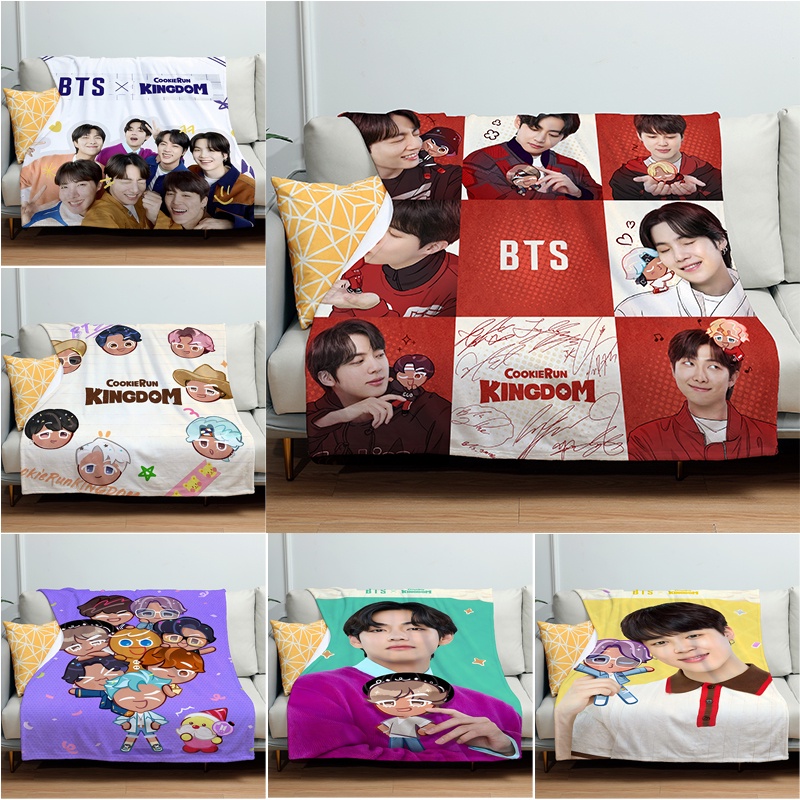 BTS 4 Size Flannel Blanket with Nam-joon Kim,Seok Jin,J-Hope,Min Yoon ...