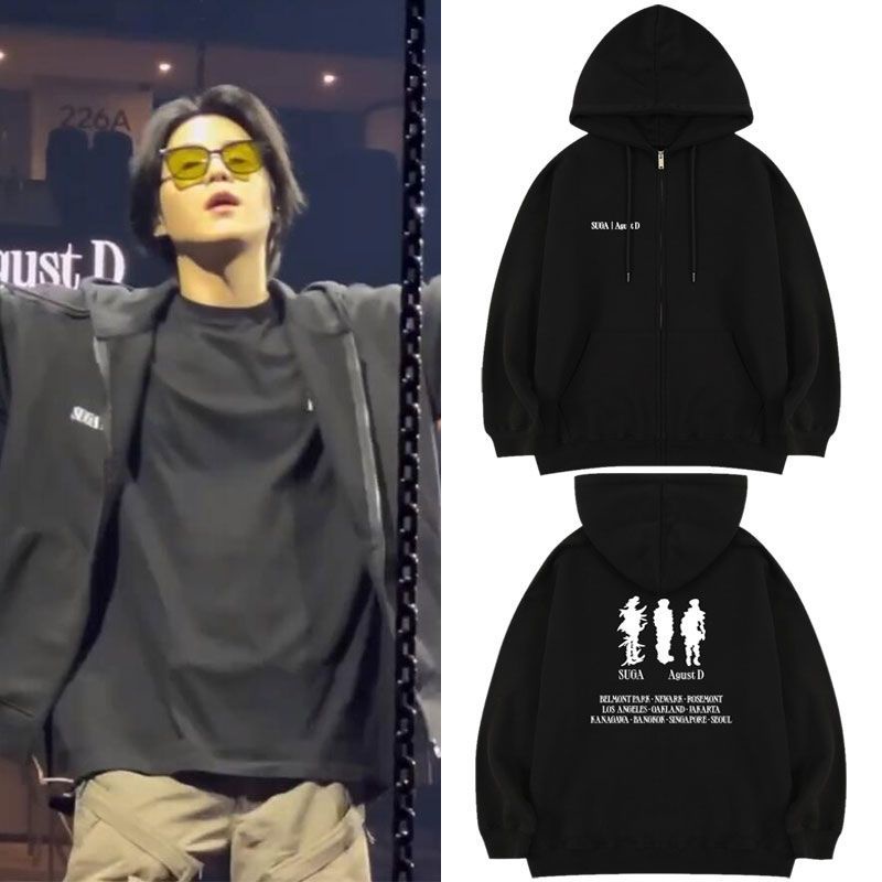 KPOP Bangtan SUGA AGUST D TOUR D-DAY Concert MERCH Cotton Zip-up Hoodie ...