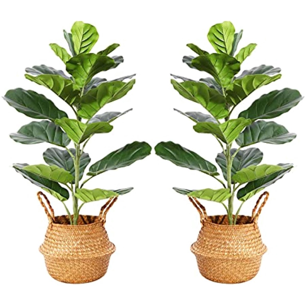 Artificial Fiddle Leaf Fig Plants Fake Ficus Lyrata Tree in Pot and ...