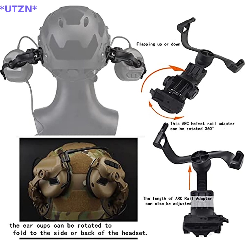 UTZN> Tactical Headset Rail Mount Military Helmet Rails for Fast OPS ...